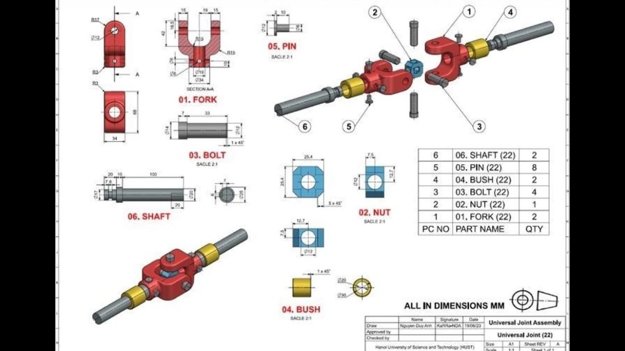 Solidworks Mechanical Design : Universal Joint - YouTube