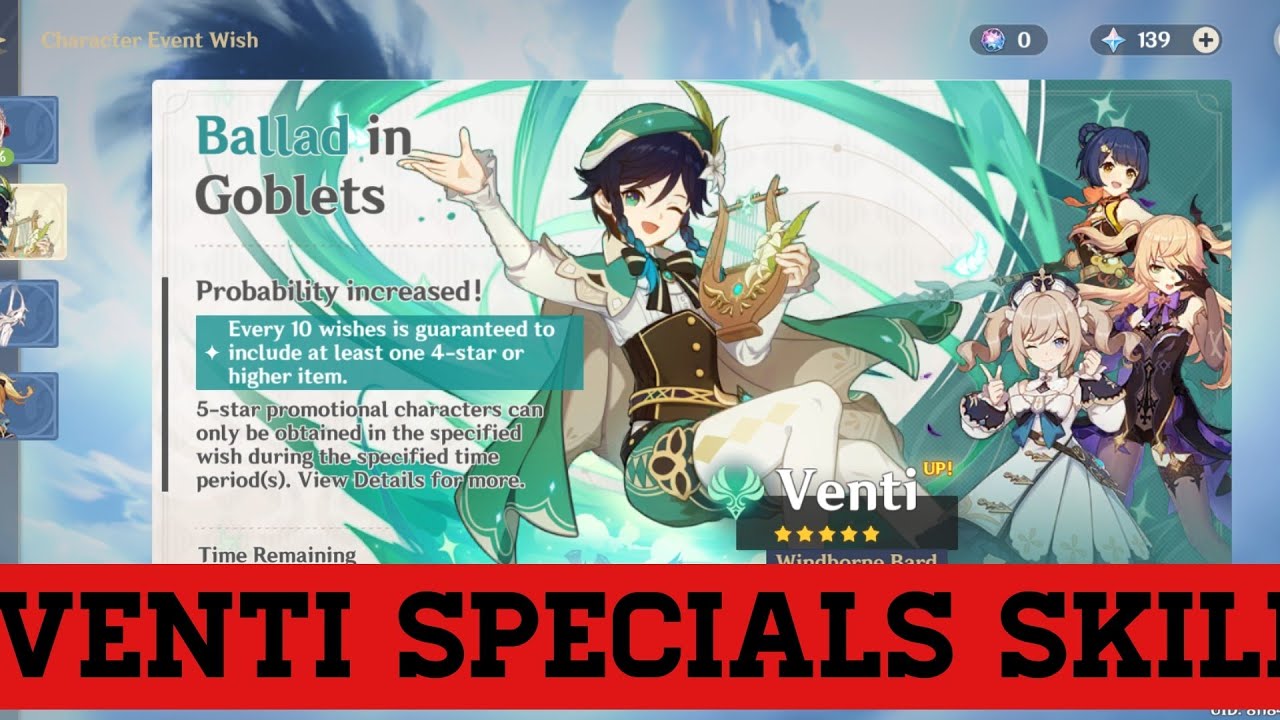 GENSHIN IMPACT / VENTI SPECIAL SKILL - YouTube