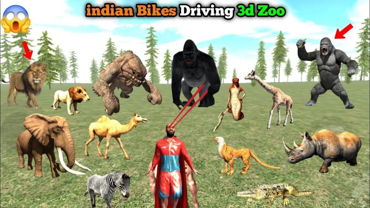Indian bike Jurassic park Zoo Gorilla elephant crocodile camel giraffe ...