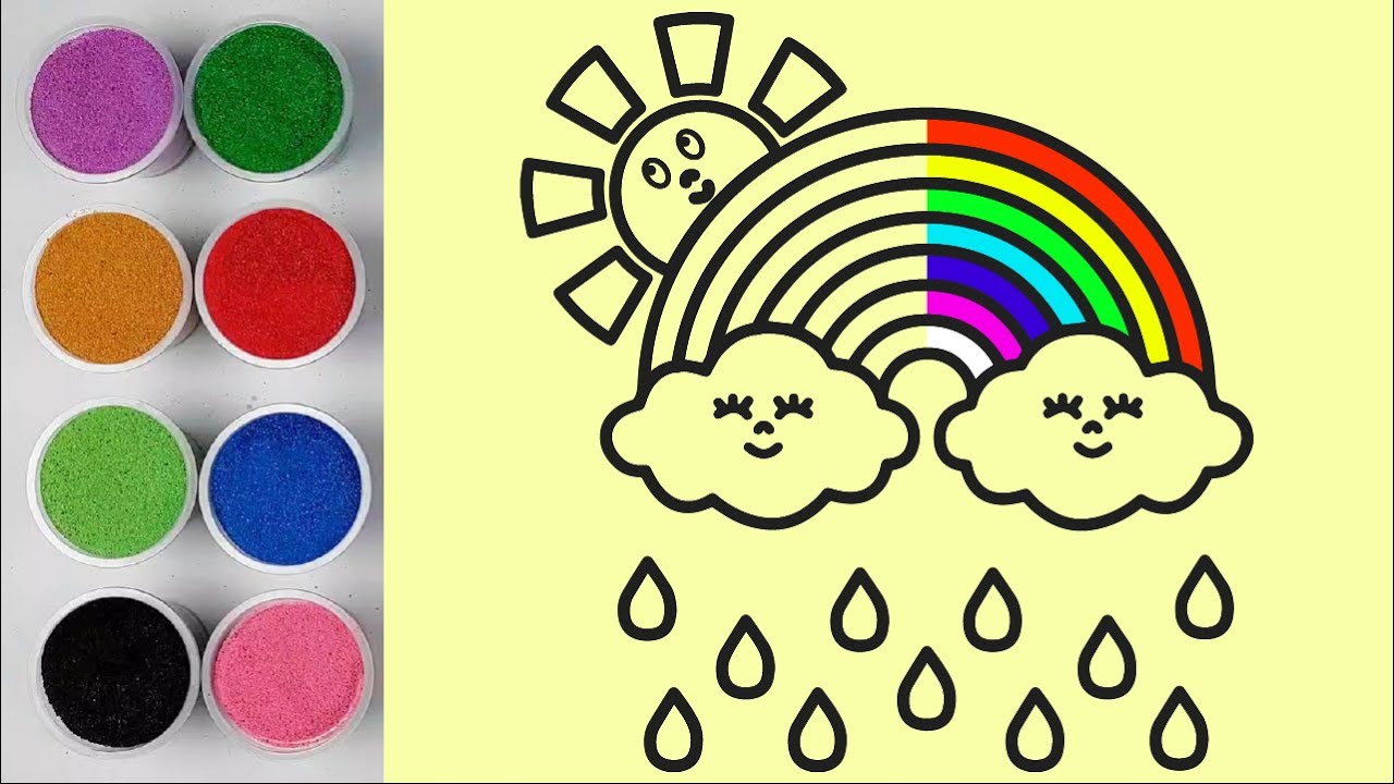 Sand Painting And Coloring Beautiful Rainbow | ASMR | SAND ART | LEARN ...