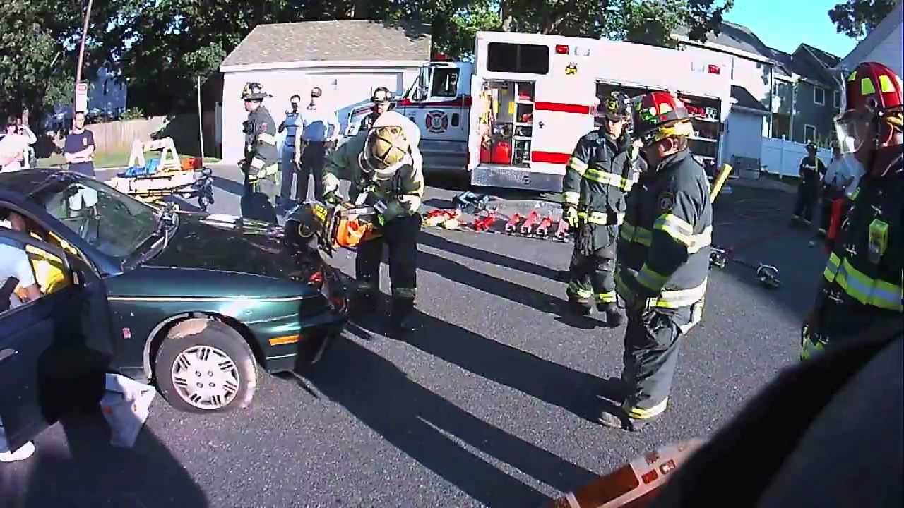 Rumson Fire Dept Extrication Drill - Hood Cut - YouTube