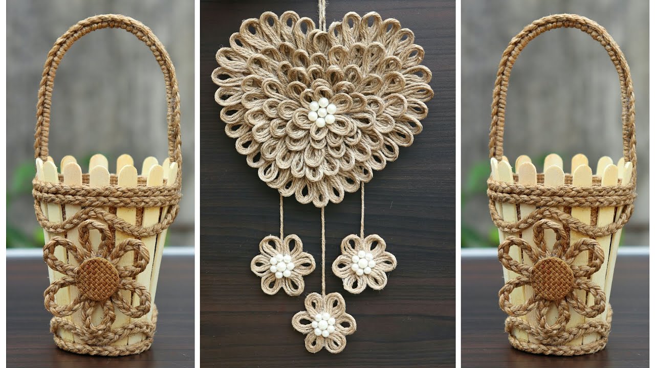 Amazing Jute Rope Crafts | Decorate Your Room with Jute Wall Hanging ...