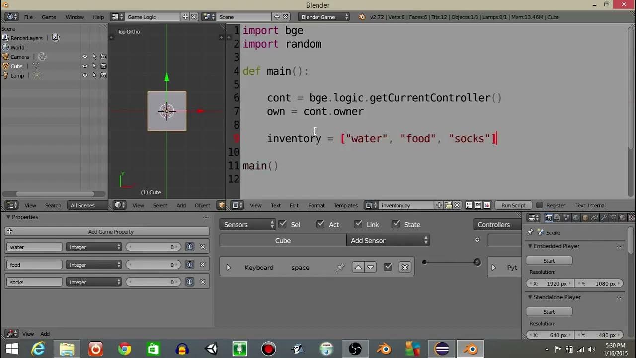 Upbge Dynamic Inventory Script Python Youtube