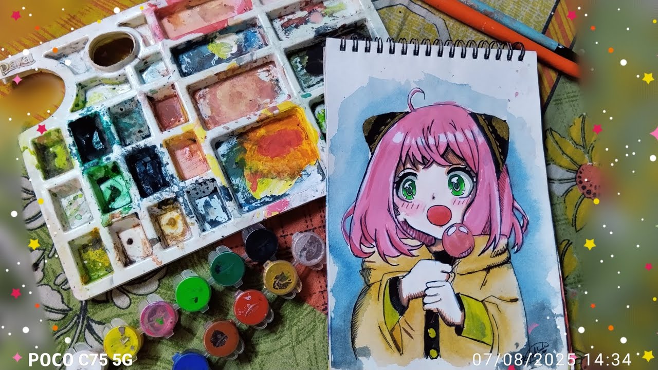 Anya drawing with water color ..... - YouTube
