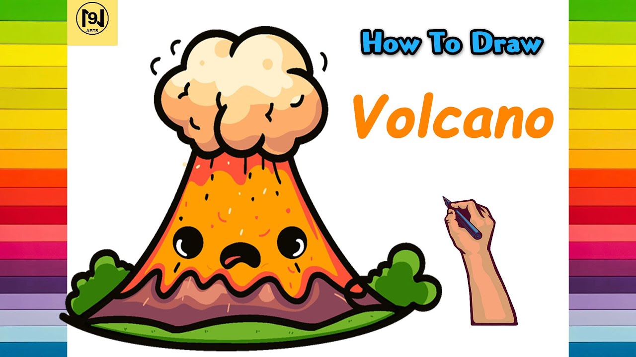 How to Draw a Cartoon Volcano Easy Step by Step - YouTube