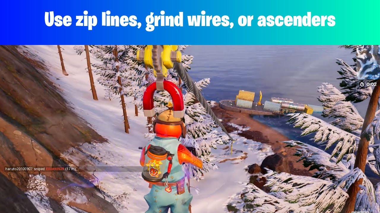 Fortnite วิธีทำ Use zip lines, grind wires, or ascenders Week 6 - YouTube