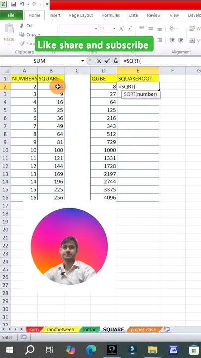 how to find Square root in Excel #excel #exceltricks #exceltips #newexcel #sorts #viralvideo ...