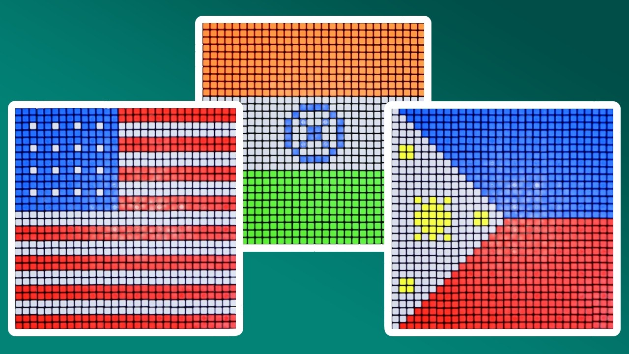 Creating Country Flags Using 100 Rubik's Cubes (part 1) - YouTube