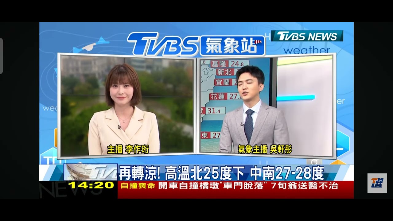TVBS主播李作珩氣象主播吳軒彤🎤1400說新聞20250604 - YouTube