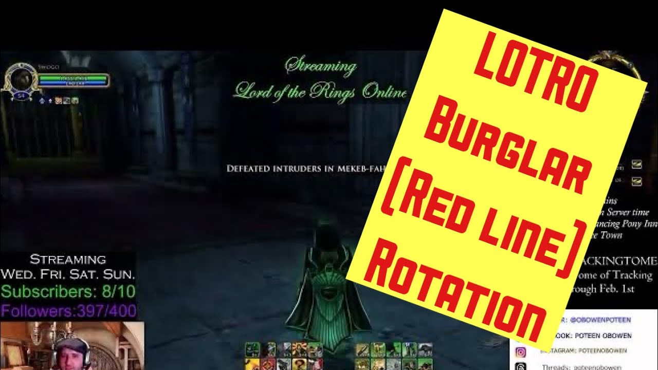 LOTRO: BURGLAR (red line) rotation and instance - YouTube