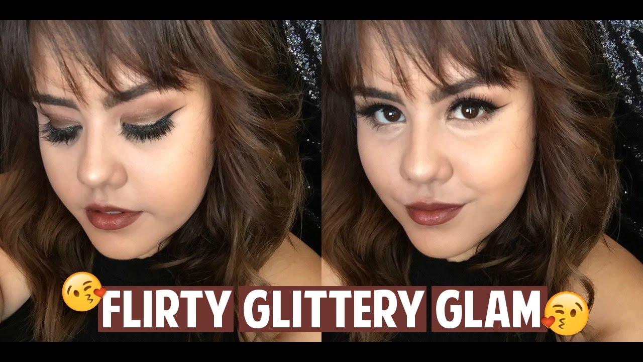 Easy Flirty Makeup Look ♡ Glittery Glam - YouTube