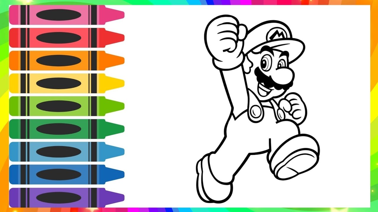Dibuja y Colorea a Mario Bros Saltando 🔴🔵⭐ | Dibujos para Niños y Niñas ...