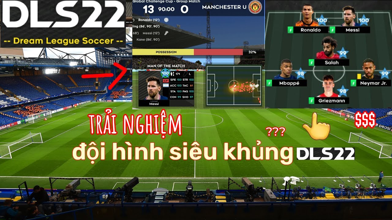 DLS 2022 trải nghiệm đội hình full đen chỉ số khủng nhất dream league ...
