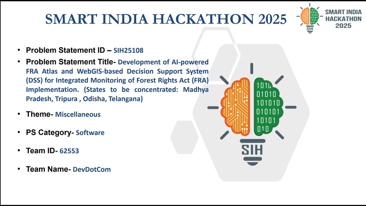 SIH WINNING SOLUTION BY TEAM DEVDOTCOM | PS_ID_25108 | SIH2025 - YouTube