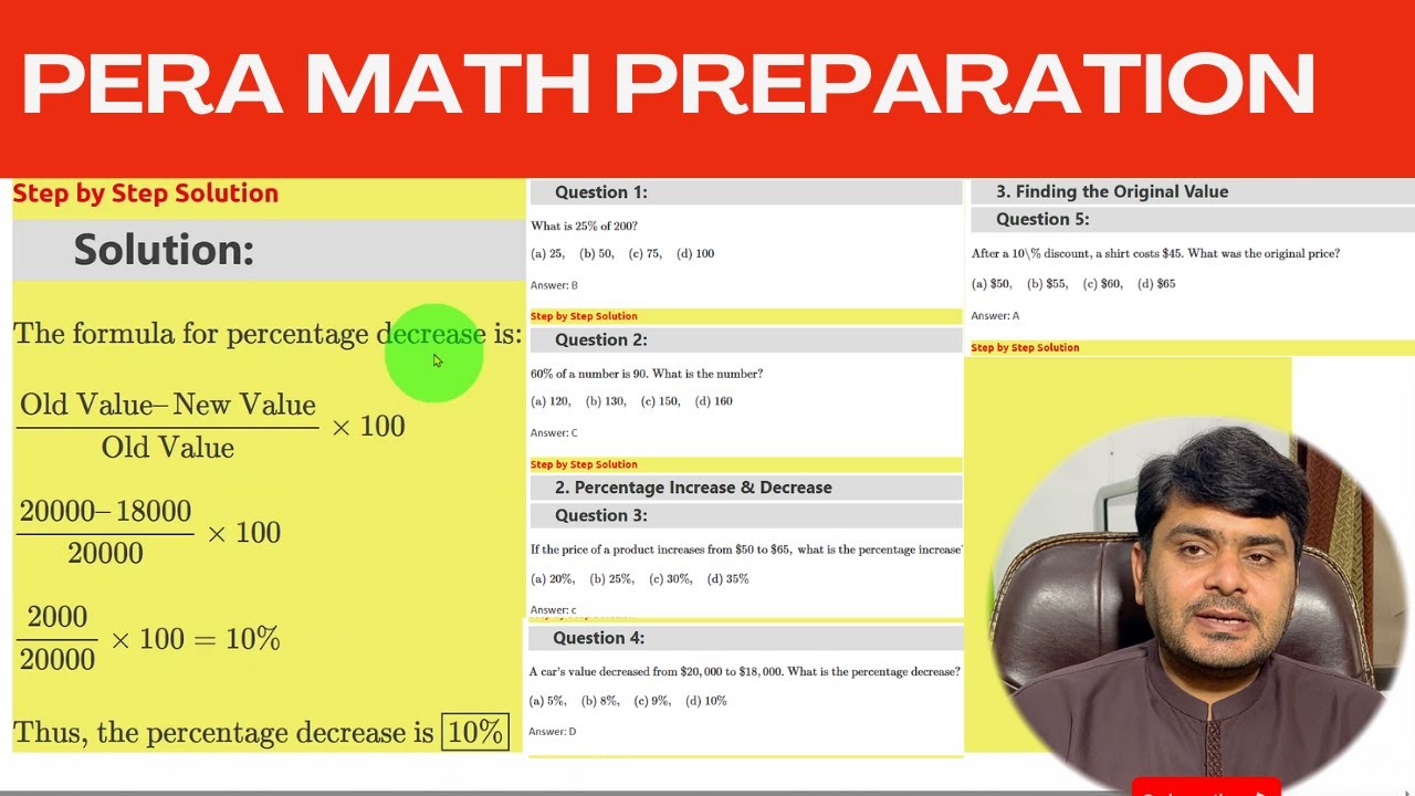 ASF Math test preparation - MCQs on Percentage - YouTube