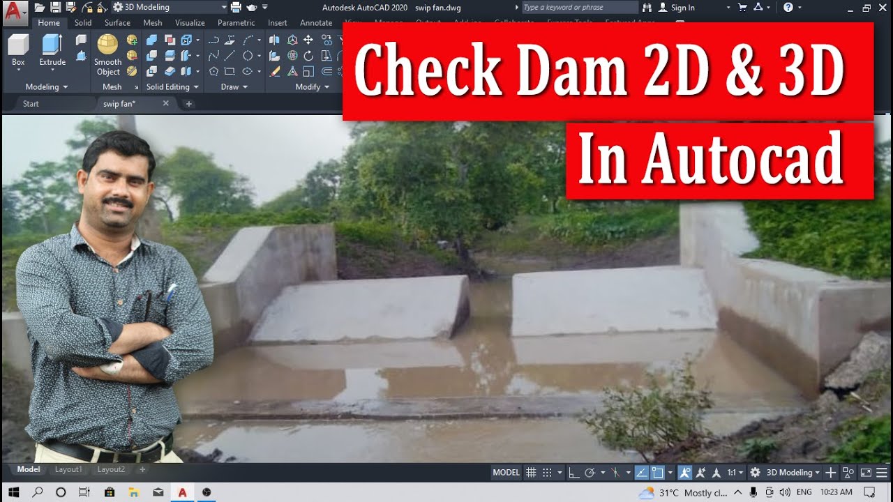Check Dam IN AutoCAD I autocad 3d tutorial for beginners - YouTube