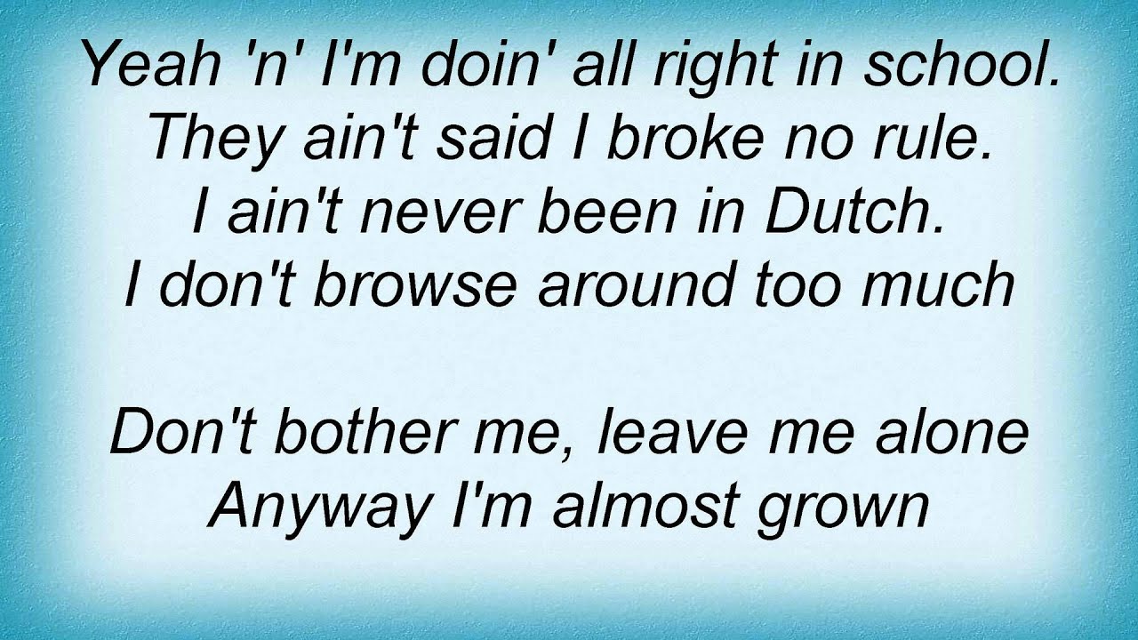 Chuck Berry Almost Grown Lyrics Youtube