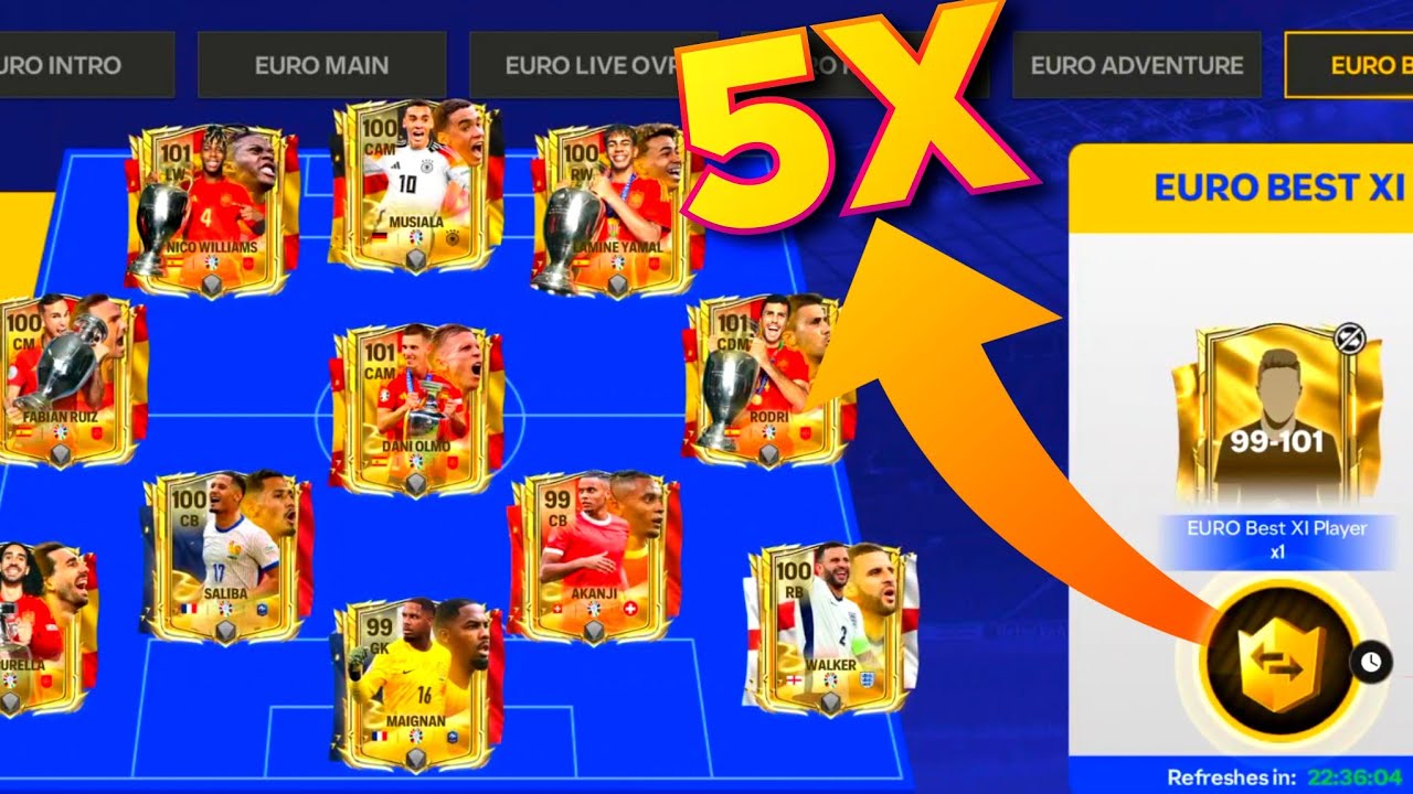 I Open 5x Exchange 99-101 Euro Best XI Players In FC Mobile 24! TOP 500 ...