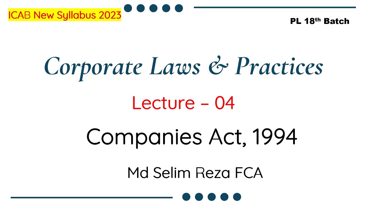 CLP Lecture 04 Md Selim Reza FCA ICAB PL New Syllabus 23 March 2025 ...