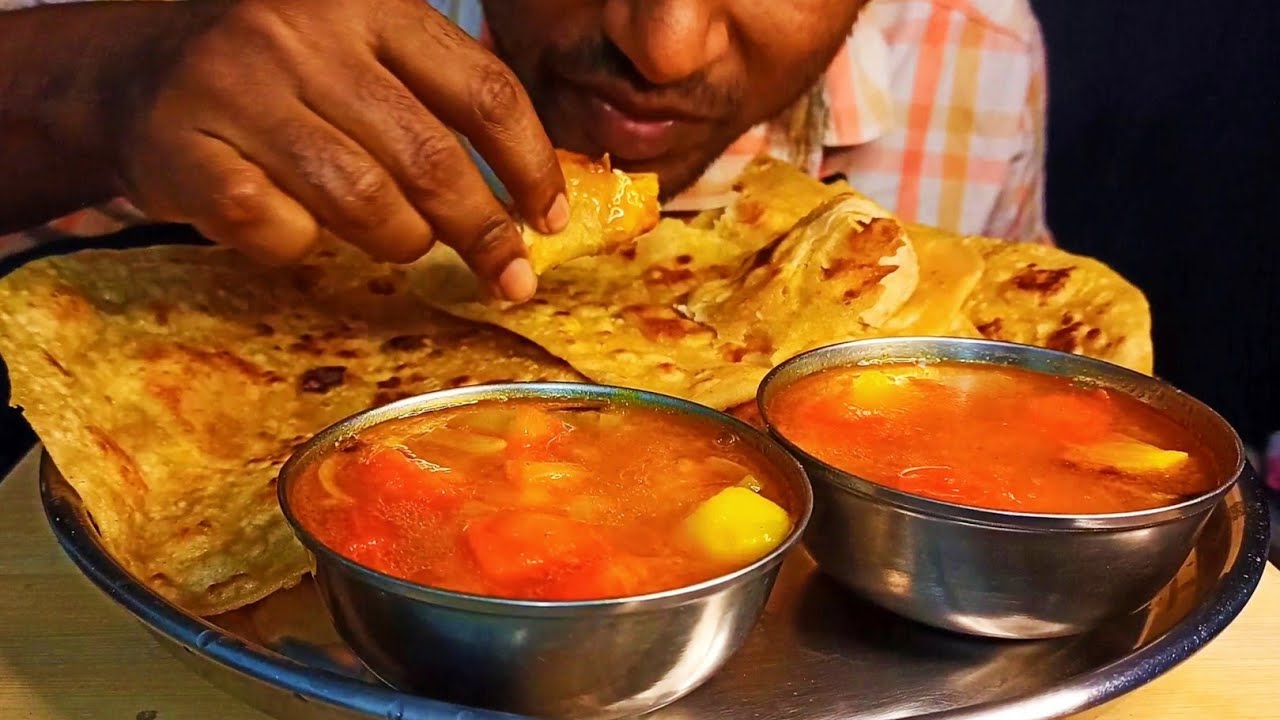 Eating Paratha with aloo sabji | Paratha eating show | asmr eating show ...