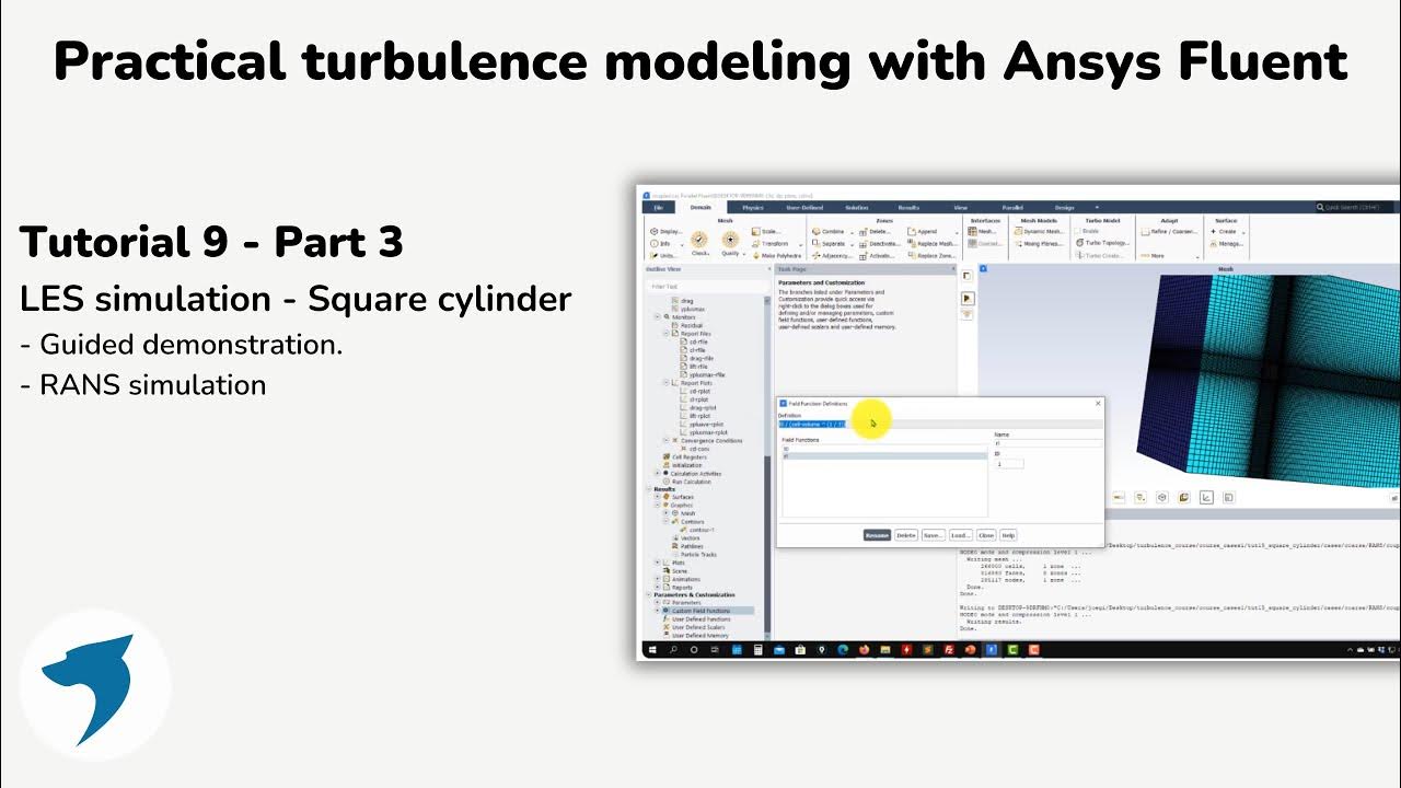Turbulence modeling with Fluent - Tutorial 9.3 - LES simulation - Square cylinder - YouTube