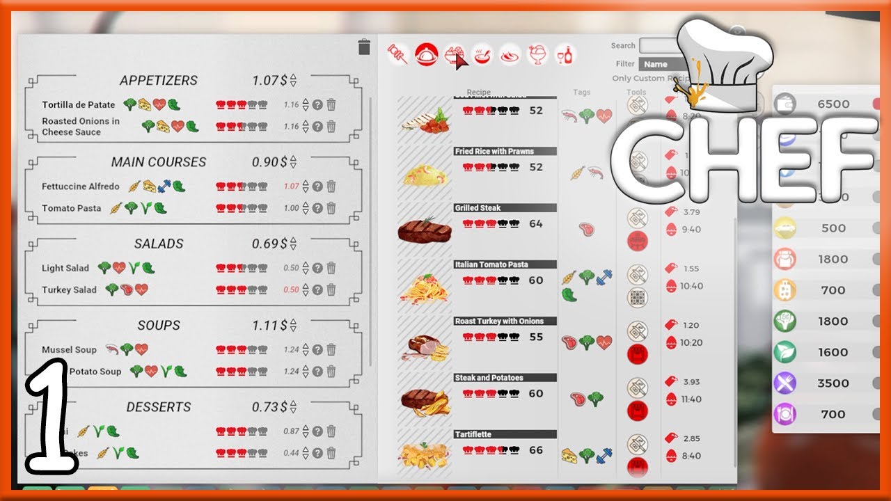 01 | Setting Up, Picking Our Menu, and Hiring Staff | Chef - YouTube