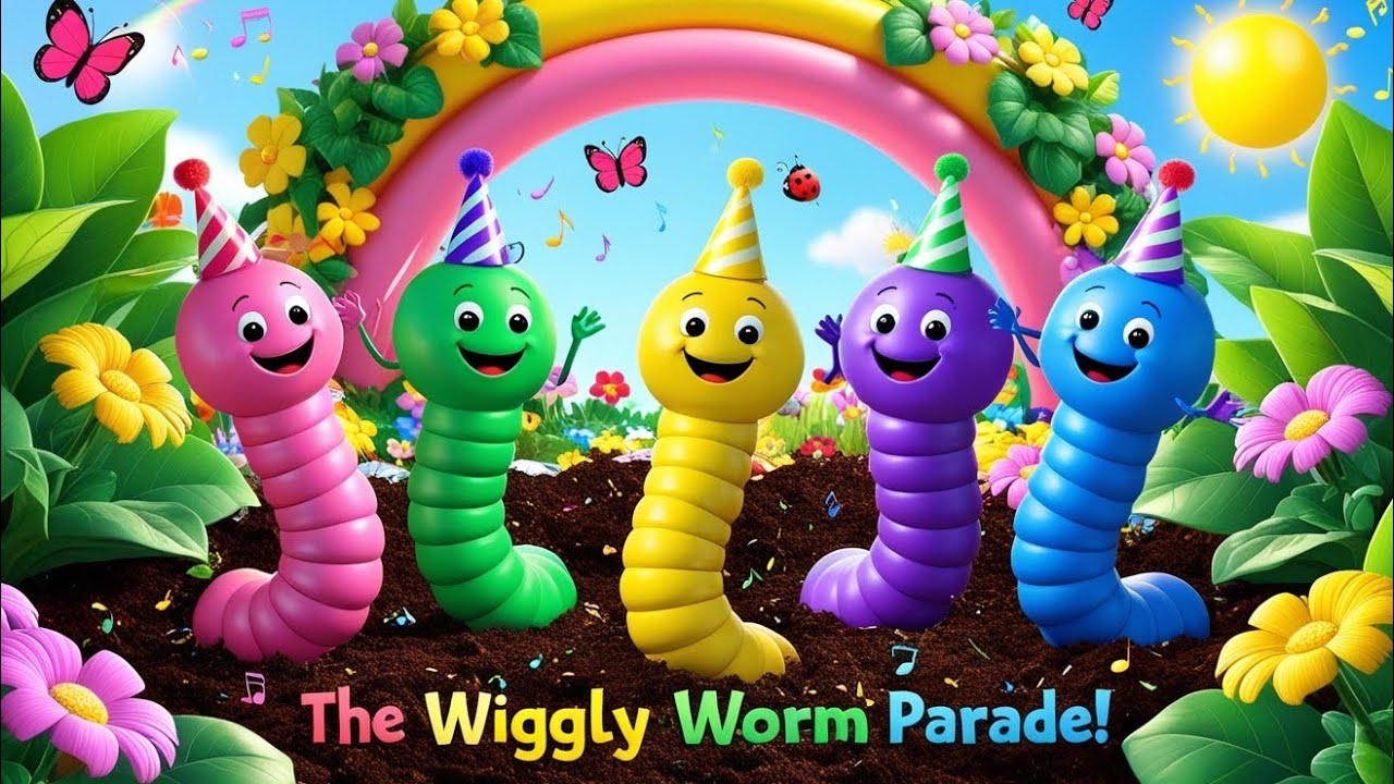 🎵 Wiggly Worm Parade | Counting & Colors Kids Rhyme - YouTube