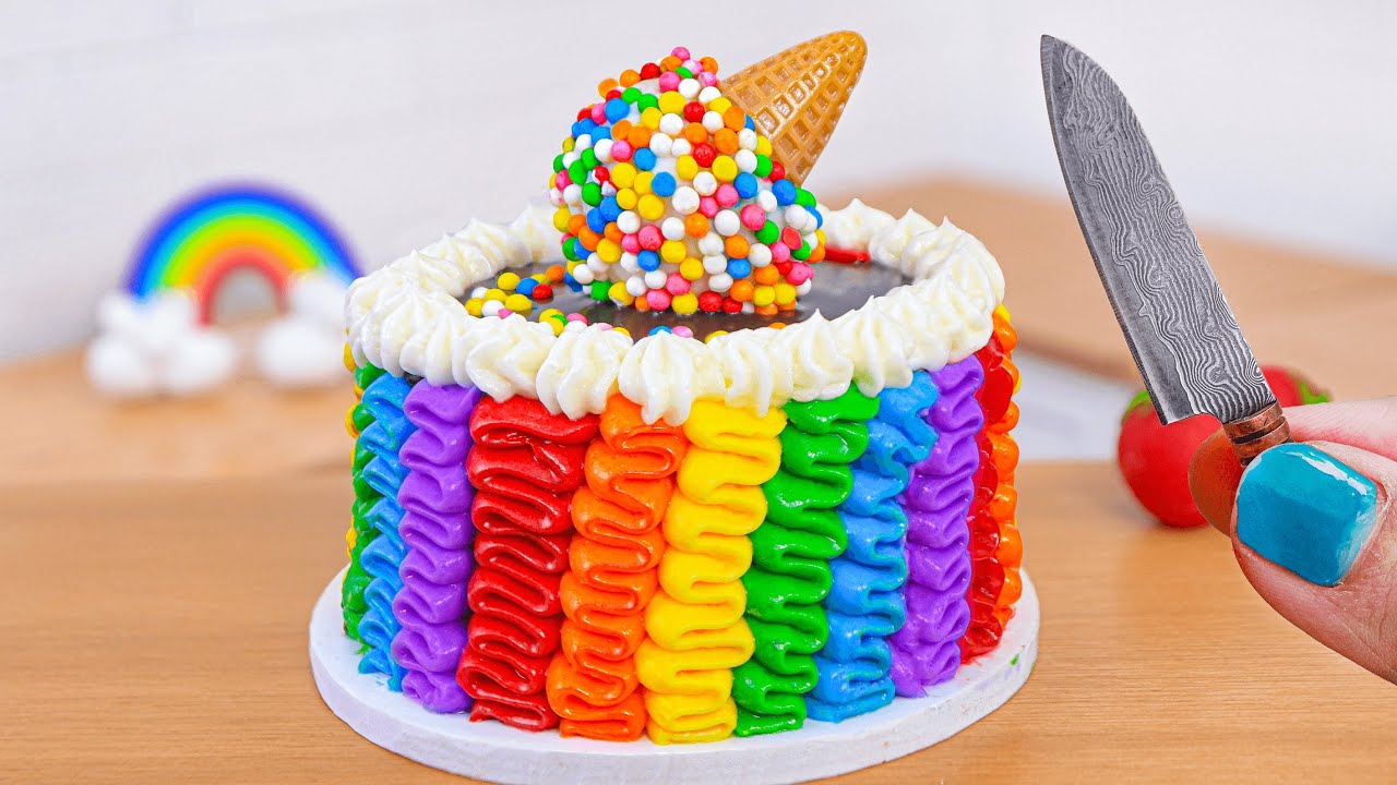 Yummy Chocolate Cake 🌈 Most Colorful Miniature Rainbow Chocolate Cake ...