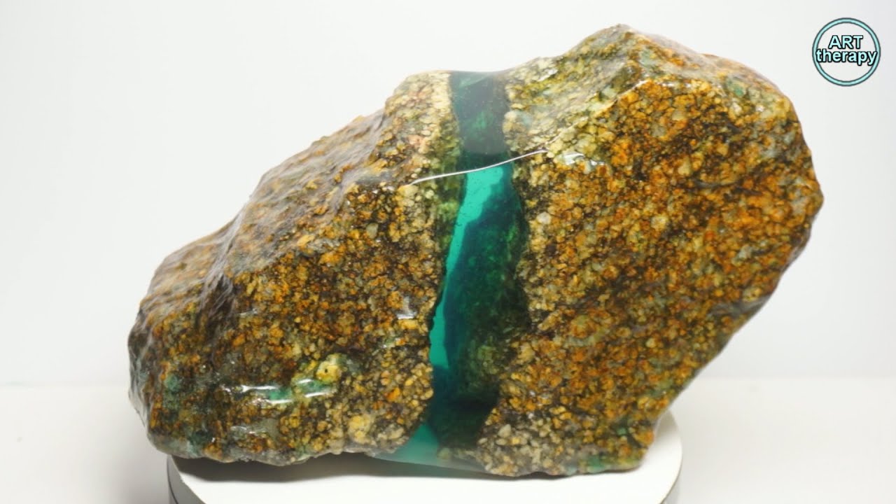 🌄Green stone and epoxy resin (🗻 How to make an art object from stone ...