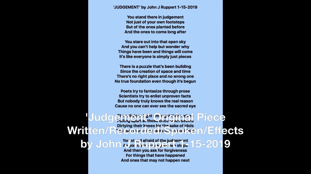 'Judgement' Original Song by Philly Songwriter John J Ruppert - YouTube