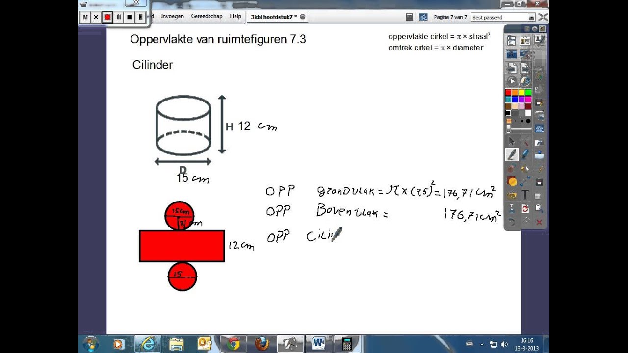 Oppervlakte cilinder 7.3 3kbl - YouTube
