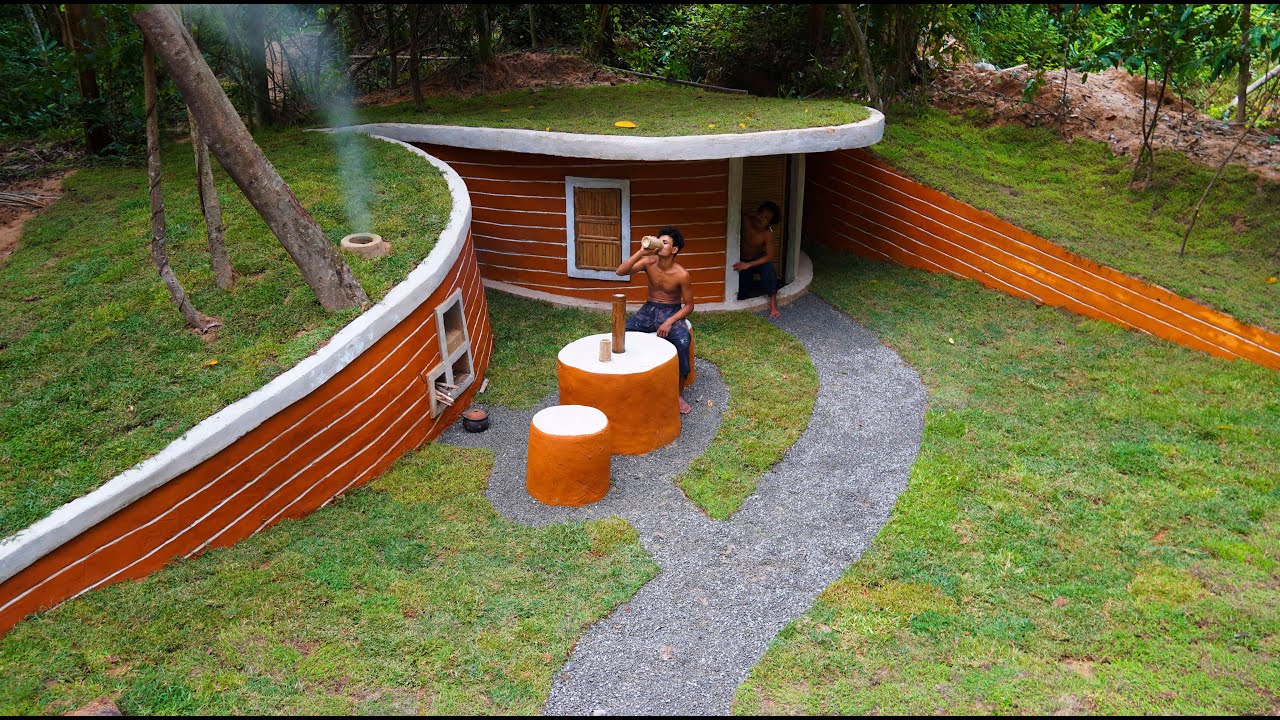 25 Days Building The Most Amazing House Under The hill in forest - YouTube