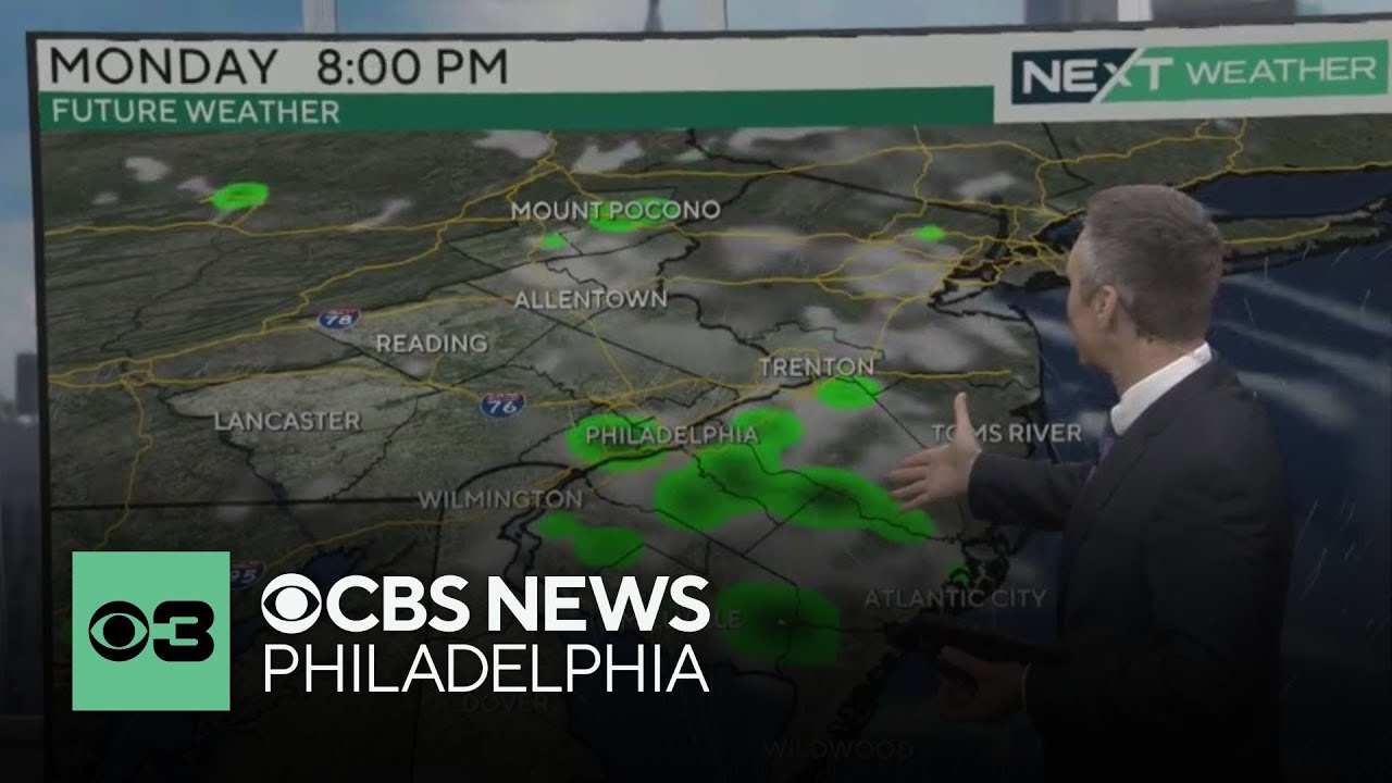 Warm Monday night with isolated storms in Philadelphia region - YouTube