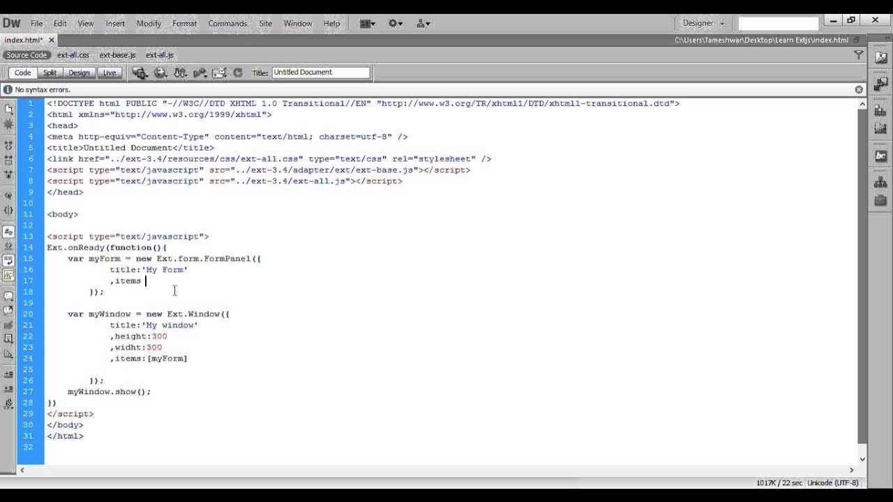 Learn Extjs In Hindi Part 3 Youtube