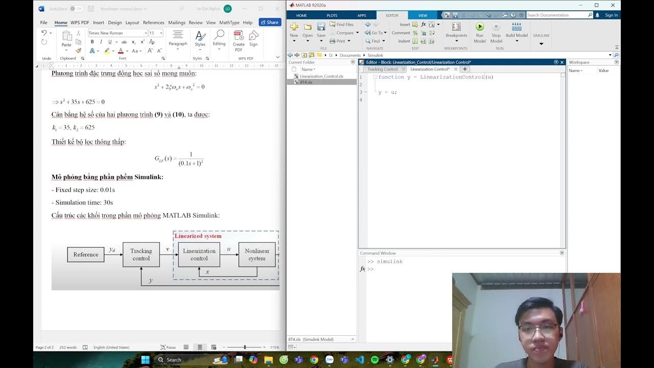 Design a feedback linearization control for a nonlinear system with MATLAB Simulink - YouTube