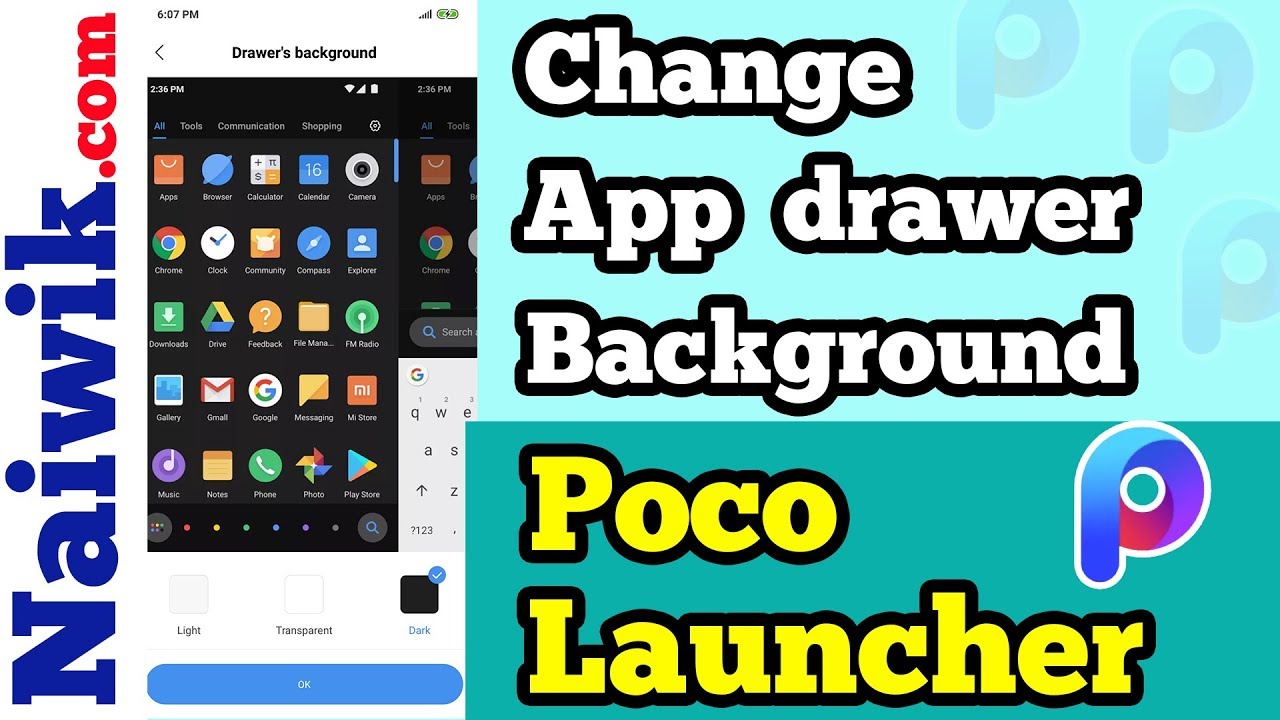 Change App drawer background on Poco F1 Launcher | Dark or Transparent ...