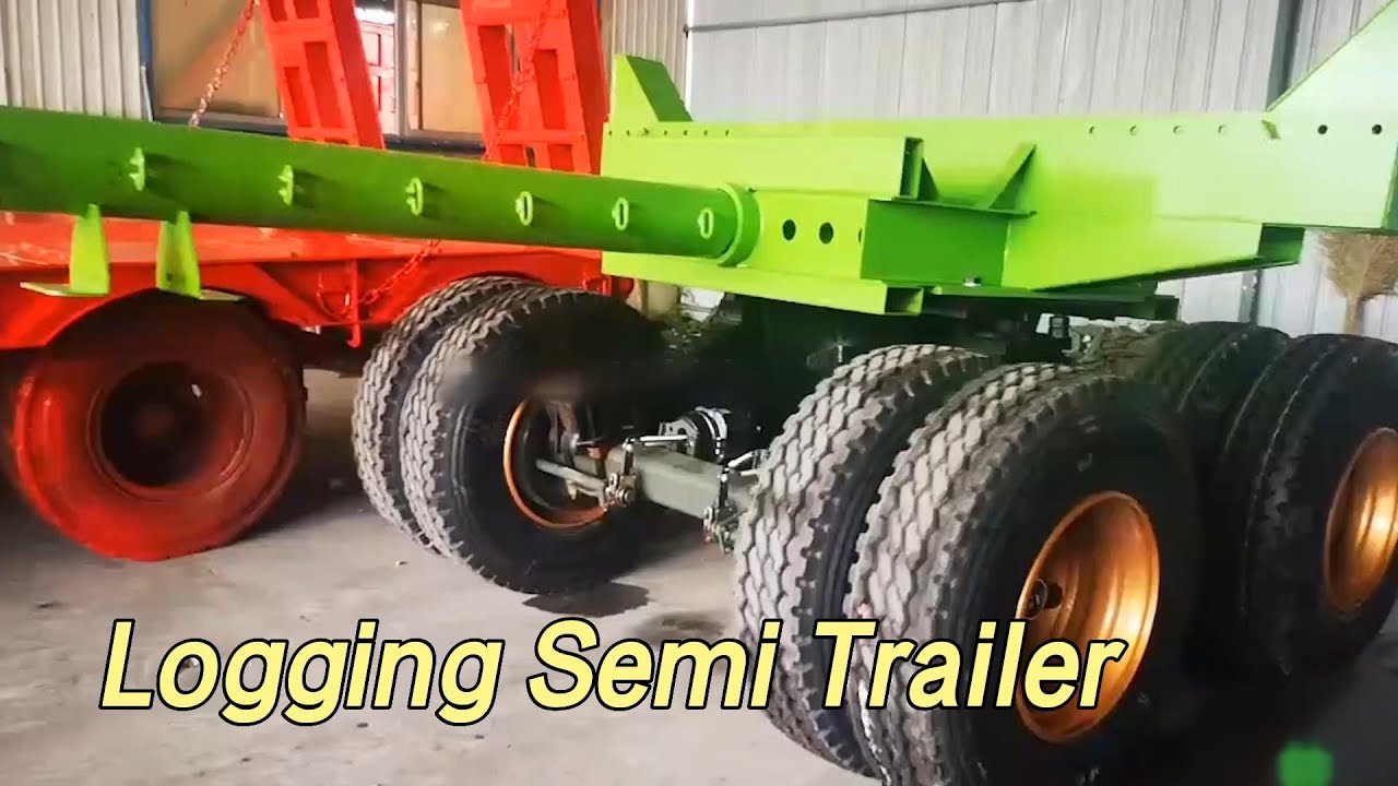 2 Axles Logging Semi Trailer Bogie Suspension 50T Load With Heavy Duty ...
