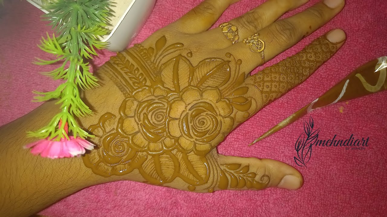 Floral Back Hand Design| Simple Design for Beginner| Learn with me ...