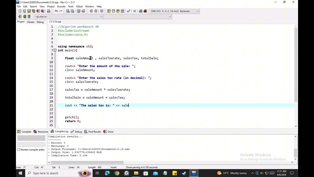 Algorithm workbench 29 & 30 - YouTube