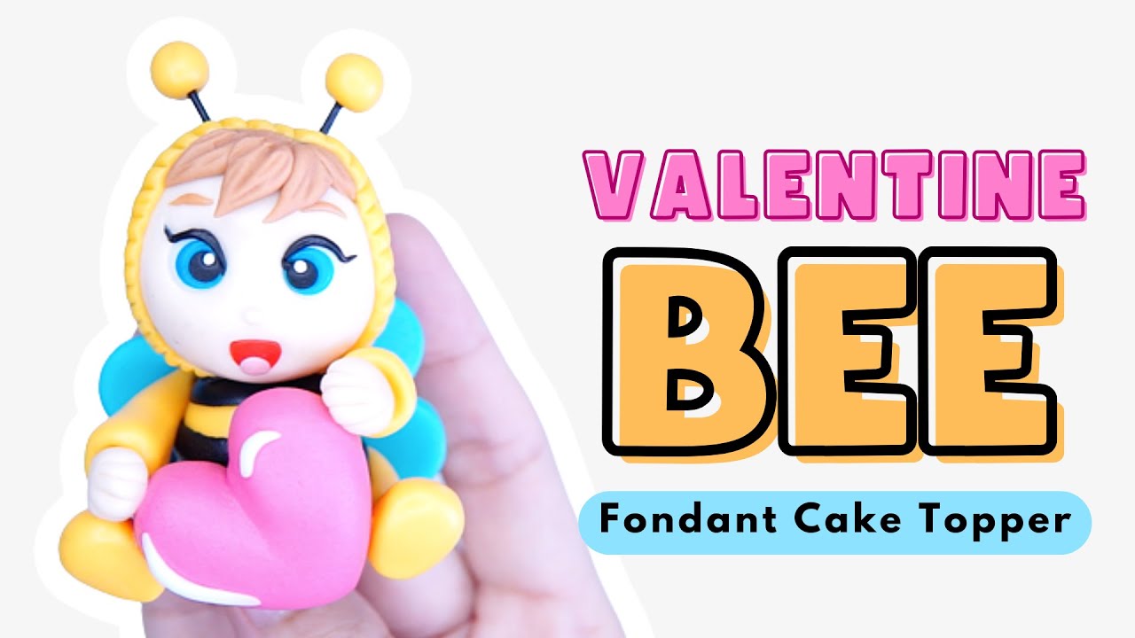 How to make 💝 FONDANT VALENTINE BEE 🐝 💕| Fondant Cake Topper - YouTube