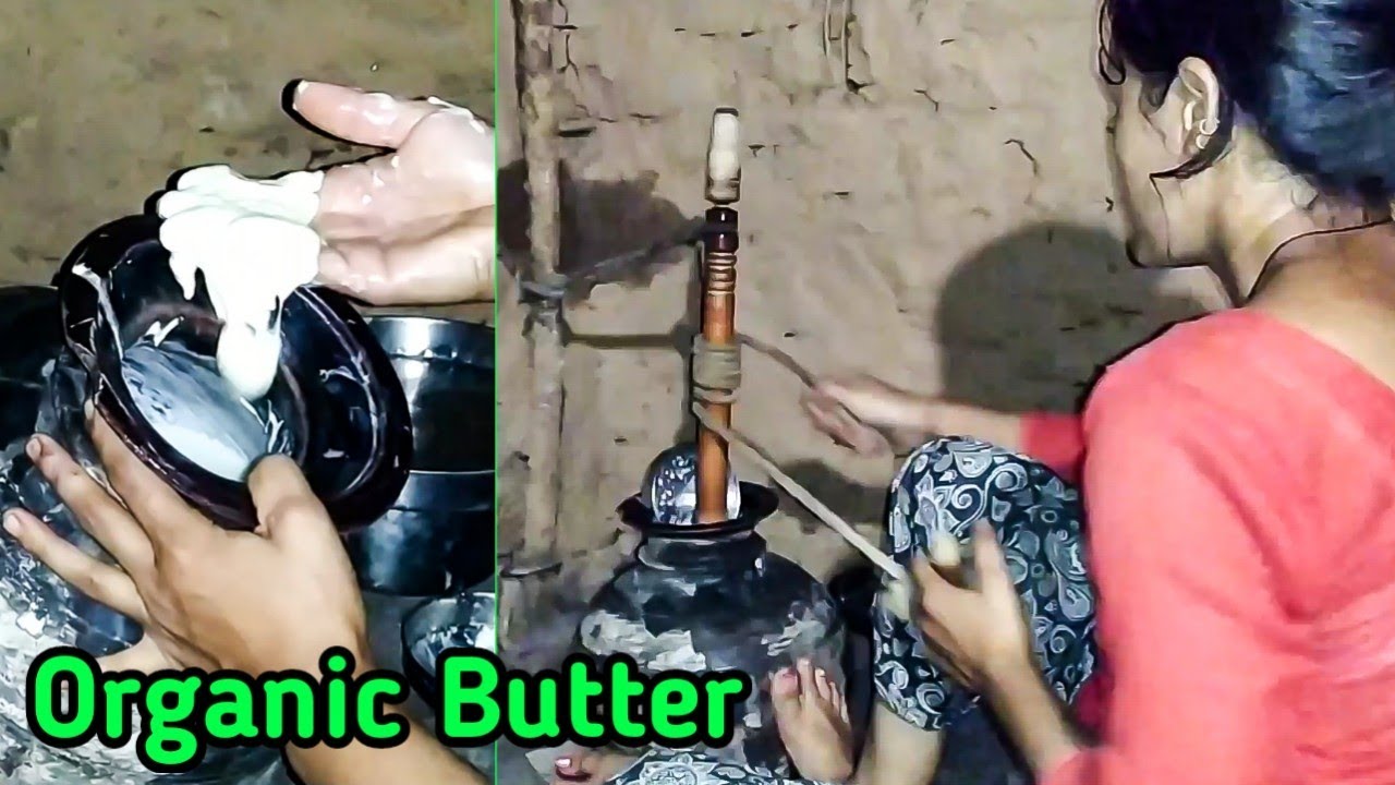 Traditionally making butter at my village home - YouTube