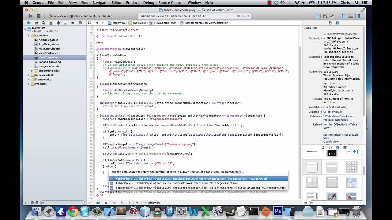 iOS Application Development Tutorial 8 Simple UITableView with storyboards in Xcode 5 - YouTube