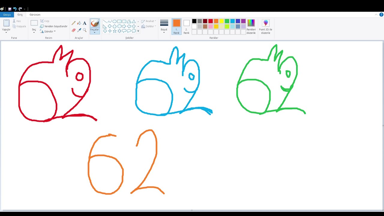 62'den tavşan çizimi | 62 sayısından tavşan nasıl yapılır? - YouTube