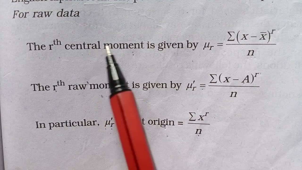 Moments|central moment|Raw moment|Raw moment about origin|3sem QT|BA ...
