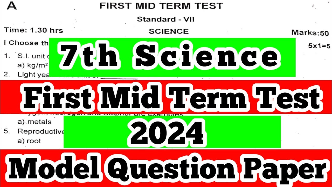 7th Science First Mid Term Test Question Paper.7th science model ...