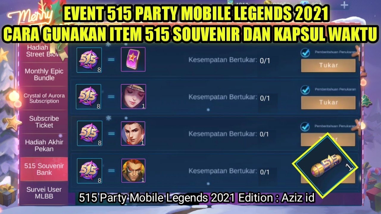 WISH EVENT 515 PARTY MLBB 2021!!! FUNGSI ITEM SOUVENIR 515 BANK DAN ...