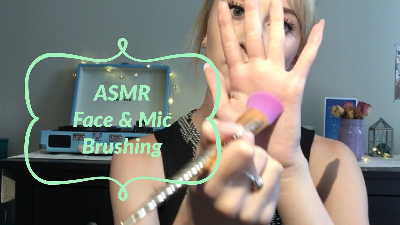 [ASMR] Makeup Brush Collection (face and mic brushing, whispering) - YouTube