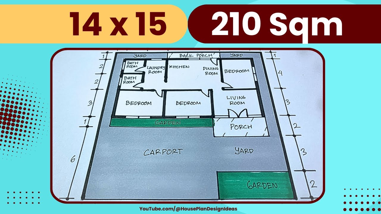 210 square meter House Plan Design 14x15 meters 3 Bedroom - YouTube
