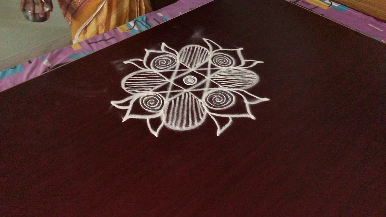 beautifull star kolam easy to put - YouTube