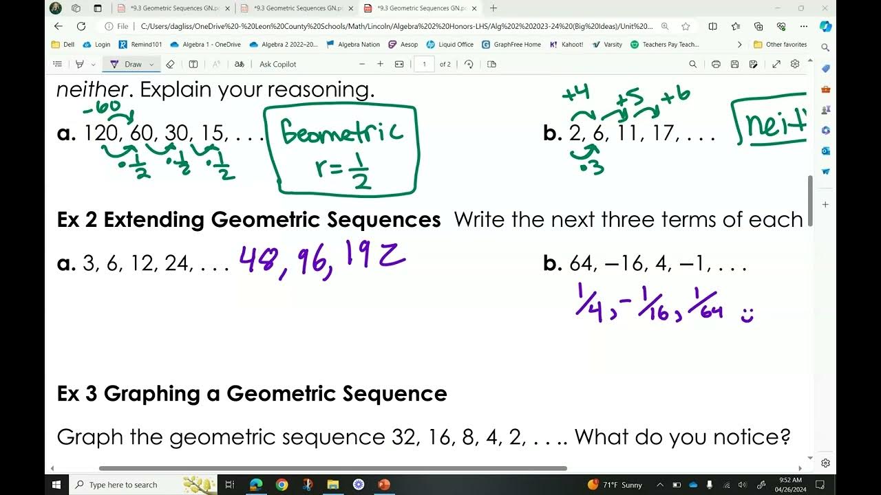 Alg 2 - Geometric Sequences - YouTube